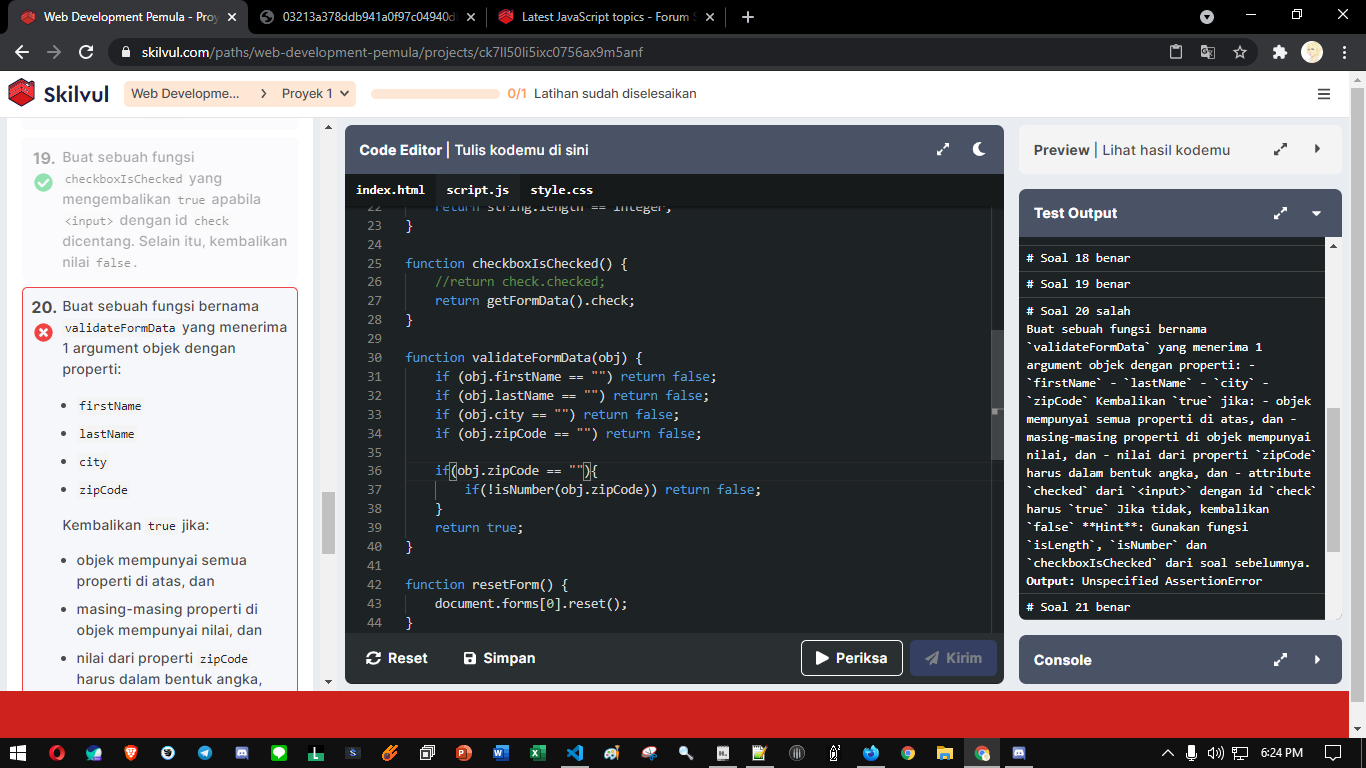 Validate Form Data JavaScript Forum Skilvul